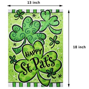 LAYOER 12.5 x 18 Inch st. patrick's Day Clover Garden Flag Shamrocks Decorative Double Sided