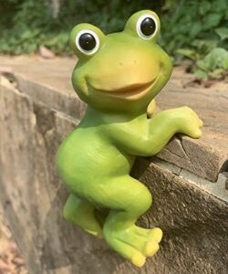 ironrain indoor outdoor statue hanging frog, garden mini art décor figurine ornament for planter pots hanger porch patio lawn (design a)