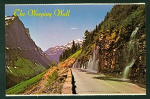 weeping wall on going-to-the-sun road glacier national park montana mt postcard