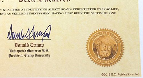 Trump University BS (Been Suckered)"Certificate" via MAD Magazine plus 2 Bumper Stickers