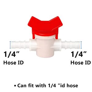 Feelers Drip Irrigation Switch Valve, 1/4" Barbed Hose ID Ball Valve for Drip Irrigation Hoses Agricultura Garden (Pack of 10)