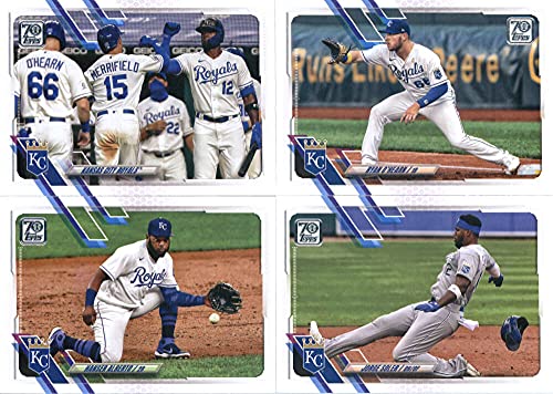 2021 Topps Complete (Series 1 & 2) Kansas City Royals Team Set of 24 Cards: Jakob Junis(#19), Edward Olivares(#32), Maikel Franco(#48), Nick Heath(#122), Adalberto Mondesi(#125), Brady Singer(#169), Salvador Perez(#211), Ian Kennedy(#236), Kris Bubic(#238