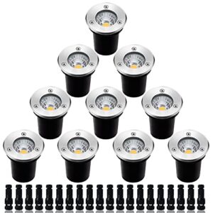 eleglo led landscape lights low voltage 5w well lights,low voltage landscape lighting,ip67 waterproof in-ground lights for garden,yard, driveway, deck,pathway lights(12v/24v warm white 10pack)