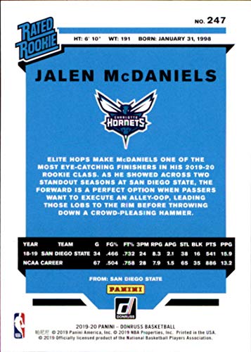 2019-20 Donruss Basketball #247 Jalen McDaniels Charlotte Hornets RC Rated Rookie Official NBA Trading Card (by Panini America)