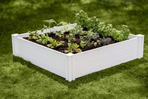 vita classic 4’x4’x11 vinyl raised, white vt17108 x 4ft modular garden bed, 11″ h