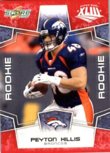 2008 score superbowl red parallel edition football rookie card #425 peyton hillis