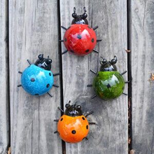 GIFTME 5 Metal Garden Wall Art Decorative Set of 4 Cute Ladybugs Outdoor Wall Sculptures