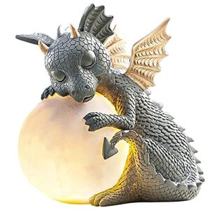 g ganen garden dragon statue, resin dinosaur outdoor sculptures – cute garden dragon figurines with led lights for home decor, patio lawn yard decor