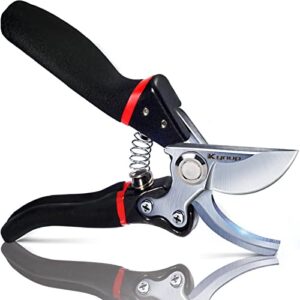 kynup pruning shears for gardening, gardening shears heavy duty, cutting shears garden,hedge clippers, rose pruning shears, hand clippers gardening (red black)