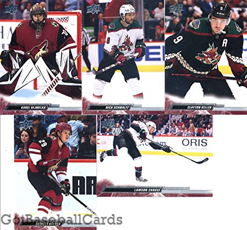 2022-23 Upper Deck Series 1 Hockey Arizona Coyotes Team Set of 5 Cards: Lawson Crouse(#8), Barrett Hayton(#9), Clayton Keller(#10), Nick Schmaltz(#11), Karel Vejmelka(#12) - GotBaseballCards