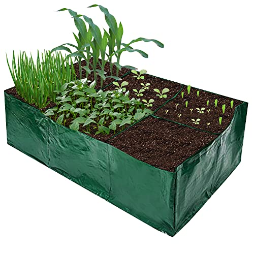 Fabric Raised Garden Bed, Garden Grow Bed Bags with 6 Divided Grids, Square PE Planting Pots with Drainage Holes, Planting Container Grow Bag Planter Pot for Growing Herbs, Flowers and Vegetables