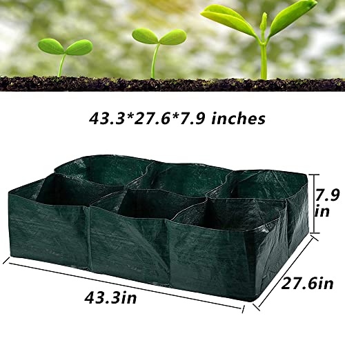 Fabric Raised Garden Bed, Garden Grow Bed Bags with 6 Divided Grids, Square PE Planting Pots with Drainage Holes, Planting Container Grow Bag Planter Pot for Growing Herbs, Flowers and Vegetables