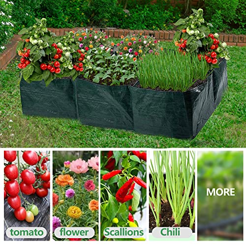 Fabric Raised Garden Bed, Garden Grow Bed Bags with 6 Divided Grids, Square PE Planting Pots with Drainage Holes, Planting Container Grow Bag Planter Pot for Growing Herbs, Flowers and Vegetables