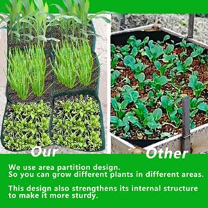 Fabric Raised Garden Bed, Garden Grow Bed Bags with 6 Divided Grids, Square PE Planting Pots with Drainage Holes, Planting Container Grow Bag Planter Pot for Growing Herbs, Flowers and Vegetables