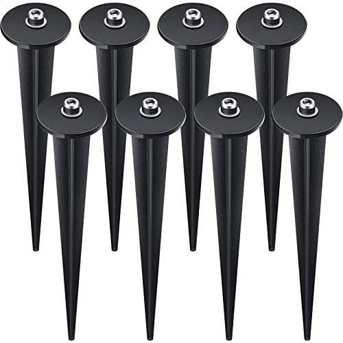 Zhengmy 8 Packs Threaded Spike Flood Light Ground Stake Metal Replacement Stakes for Solar Lights Outdoor LED Solar Light Stakes with 8 Hex Screws for Gardens Yard Path Lawn 6.3 Inches