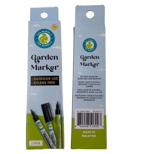 133 SUPPLY - 2 Pack Garden Marker Pen Permanent Markers Black (UV Fade Resistant Marker Pens for Plant Markers Garden Markers Waterproof Pen Black Markers Outdoor Marker for Garden Plant Labels 0.8mm)