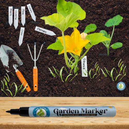 133 SUPPLY - 2 Pack Garden Marker Pen Permanent Markers Black (UV Fade Resistant Marker Pens for Plant Markers Garden Markers Waterproof Pen Black Markers Outdoor Marker for Garden Plant Labels 0.8mm)