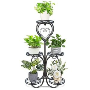 zhazhadi plant stand indoor outdoor – metal 5 tier flower pot holder display vertical shelves shelf – wrought iron corner planter rack multiple organizer for garden patio lawn balcony office black