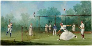 edwardian tennis match: mixed doubles