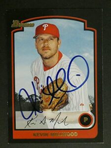 kevin millwood signed baseball card with jsa coa