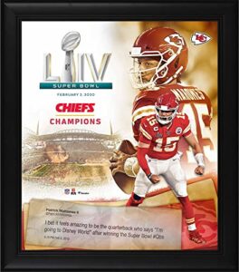 patrick mahomes kansas city chiefs framed 15″ x 17″ super bowl liv champions replica confetti tweet collage – nfl player plaques and collages