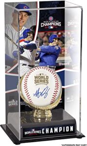 anthony rizzo chicago cubs 2016 mlb world series champions autographed world series logo baseball and baseball display case with image – autographed baseballs