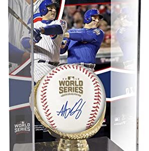 Anthony Rizzo Chicago Cubs 2016 MLB World Series Champions Autographed World Series Logo Baseball and Baseball Display Case with Image - Autographed Baseballs