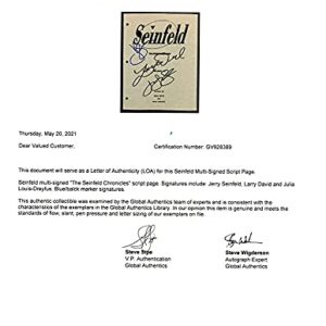 Seinfeld Cast By Jerry Seinfeld Larry David Julia Louis-Dreyfus Script Signed Autographed Authentic 'GA' COA