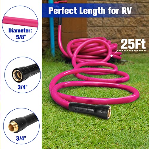 PAULINN RV Camper Garden Water Hose 5/8 in 25 FT | Drinking Fresh Water Hose for Garden RV Camper Boats Water Hose | Food Grade, Phthalate, BPA Free | No Kink and Flexible Garden Water Hose