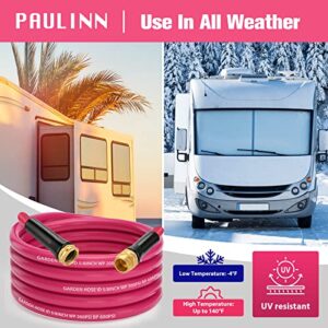 PAULINN RV Camper Garden Water Hose 5/8 in 25 FT | Drinking Fresh Water Hose for Garden RV Camper Boats Water Hose | Food Grade, Phthalate, BPA Free | No Kink and Flexible Garden Water Hose