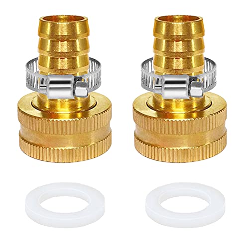 YOUHO Garden Hose Adapter Swivel Fitting 3/4 to 3/8 Hose Drip Irrigation Tubing to Faucet - Reusable Connector Fittings for Most Rain Bird, Orbit, Dig, Toro 5/16 or 3/8 Tubing x 3/4" GHT