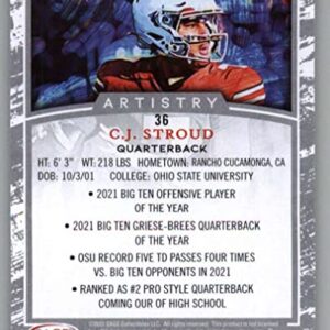 2022 SAGE Artistry Silver #36 C.J. Stroud Ohio State Buckeyes RC Rookie Football Trading Card