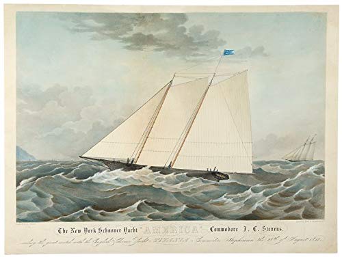 The New York Schooner Yacht"America" Commodore J. C. Stevens, sailing the great match with the English Schooner Yacht Titania Commodore Stephenson the 28th August 1851