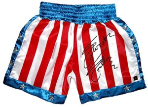 sylvester stallone signed rocky iv boxing trunks