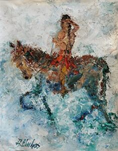 sold – tracking, western native american scout by internationally renowned artist andre dluhos