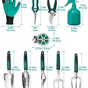 FiveJoy Garden Tool Set, 11 Piece Aluminum Alloy Hand Tool Starter Kit with Garden Bag, Outdoor Tool, Heavy Duty Gardening Work Set with Ergonomic Handle, Gardening Tools-Gift for Women and Men