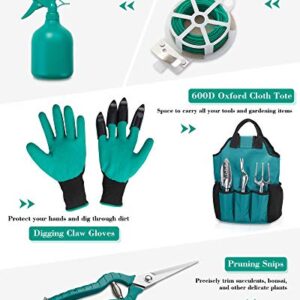 FiveJoy Garden Tool Set, 11 Piece Aluminum Alloy Hand Tool Starter Kit with Garden Bag, Outdoor Tool, Heavy Duty Gardening Work Set with Ergonomic Handle, Gardening Tools-Gift for Women and Men