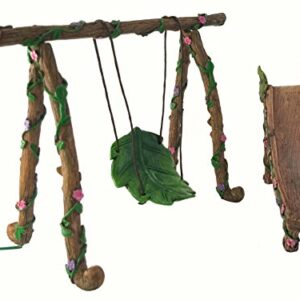 GlitZGlam Fairy and Gnome Miniature Swing and Slide Set - A Fairy Garden Accessory