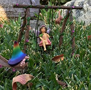 GlitZGlam Fairy and Gnome Miniature Swing and Slide Set - A Fairy Garden Accessory