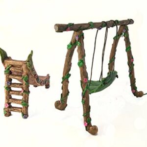 GlitZGlam Fairy and Gnome Miniature Swing and Slide Set - A Fairy Garden Accessory