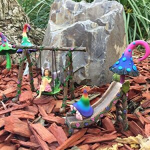 GlitZGlam Fairy and Gnome Miniature Swing and Slide Set - A Fairy Garden Accessory