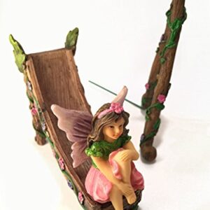 GlitZGlam Fairy and Gnome Miniature Swing and Slide Set - A Fairy Garden Accessory