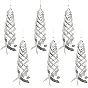 hausse bird repellent spiral reflectors silver mylar spinner, hanging reflective bird deterrent device, garden decorative scare birds away, like woodpeckers, pigeons and geese, 6 pack