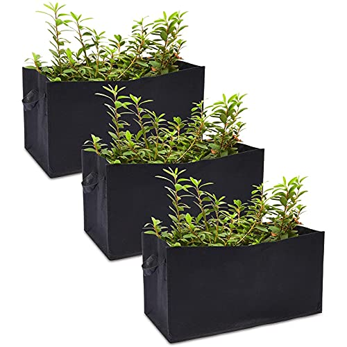 Rectangle Grow Bags with Handles for Vegetables, Fabric Planter (23.6 x 11.8 in, 3 Pack)