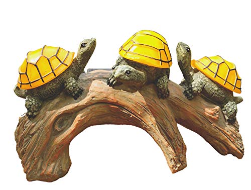 TIBLEN Solar Powered Turtles on Log Garden Decorations , Outdoor Accent Lighting LED Garden Light Decor