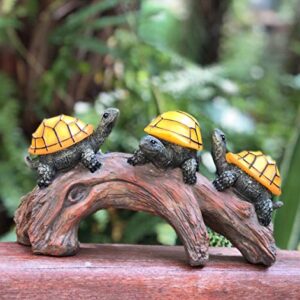 TIBLEN Solar Powered Turtles on Log Garden Decorations , Outdoor Accent Lighting LED Garden Light Decor