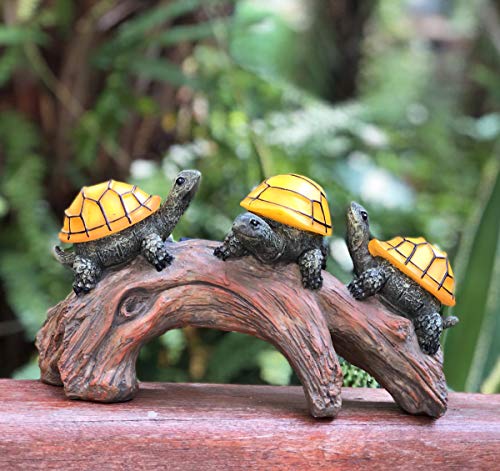 TIBLEN Solar Powered Turtles on Log Garden Decorations , Outdoor Accent Lighting LED Garden Light Decor