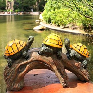 TIBLEN Solar Powered Turtles on Log Garden Decorations , Outdoor Accent Lighting LED Garden Light Decor