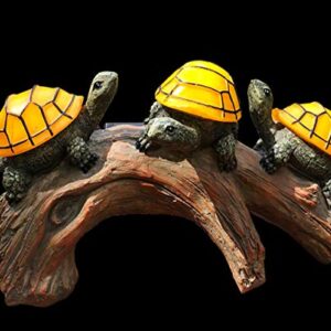 TIBLEN Solar Powered Turtles on Log Garden Decorations , Outdoor Accent Lighting LED Garden Light Decor