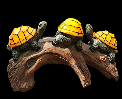 TIBLEN Solar Powered Turtles on Log Garden Decorations , Outdoor Accent Lighting LED Garden Light Decor